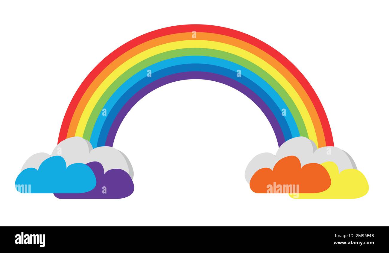 rainbow with 7 colors. Isolated illustration with vector. Color clouds ...