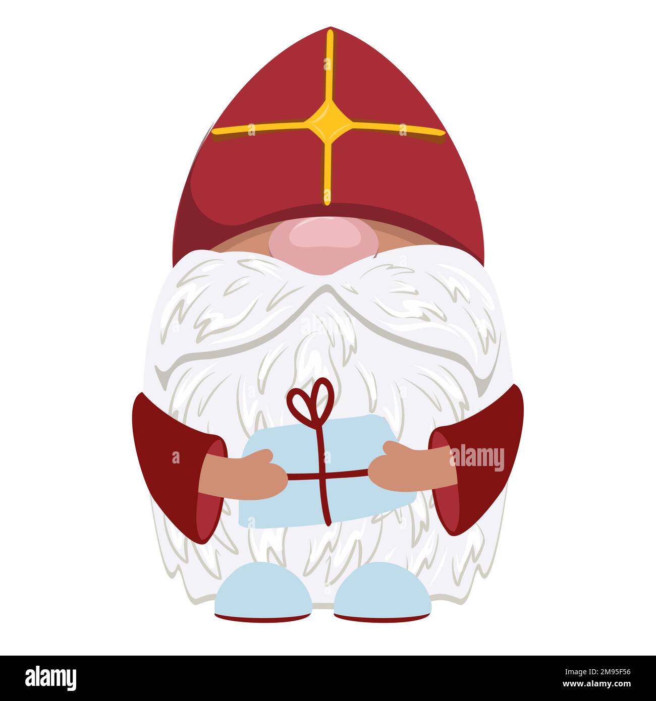 Gnome saint nicholas character. Saint Nicholas with a gift. Vector ...