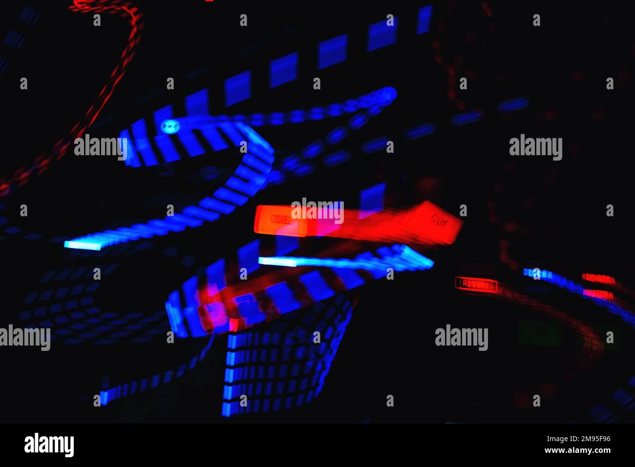 colored traces from the effects on a long exposure from the bright ...