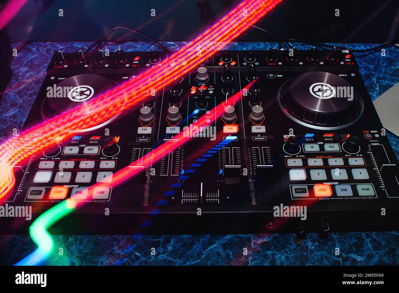 modern professional DJ Board with colorful effects for games and music ...