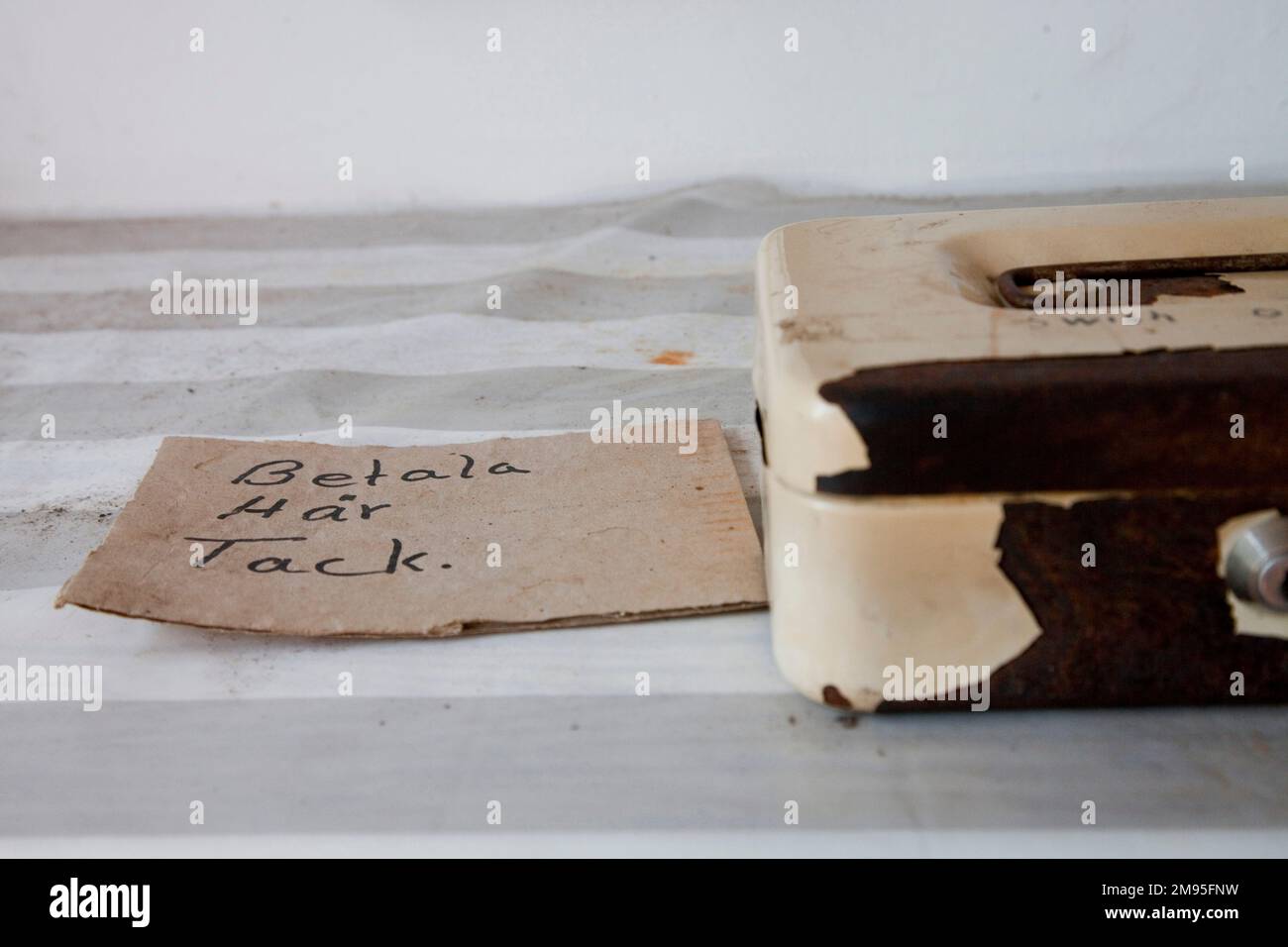 Sweden, oland Island: hut with self-serve products. Self-service farm ...