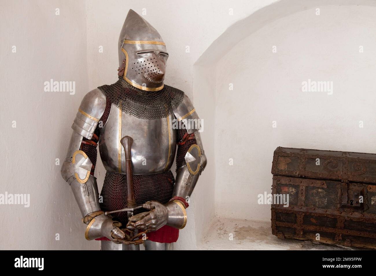 Sweden, Kalmar: interior of the fortified medieval castle with a knight ...