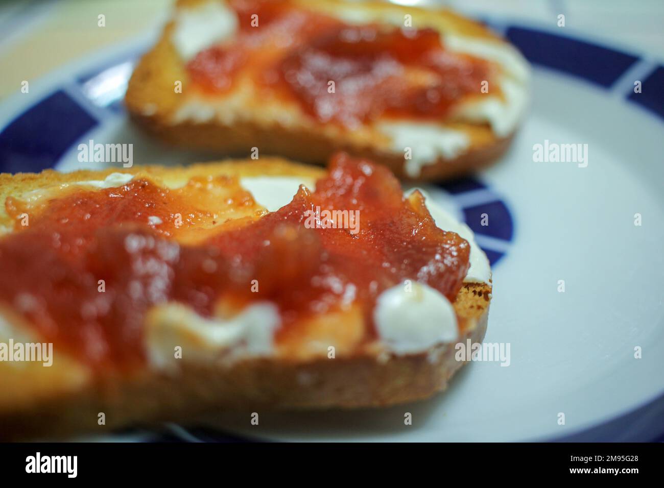 toast with home made quince and cheese Stock Photo - Alamy