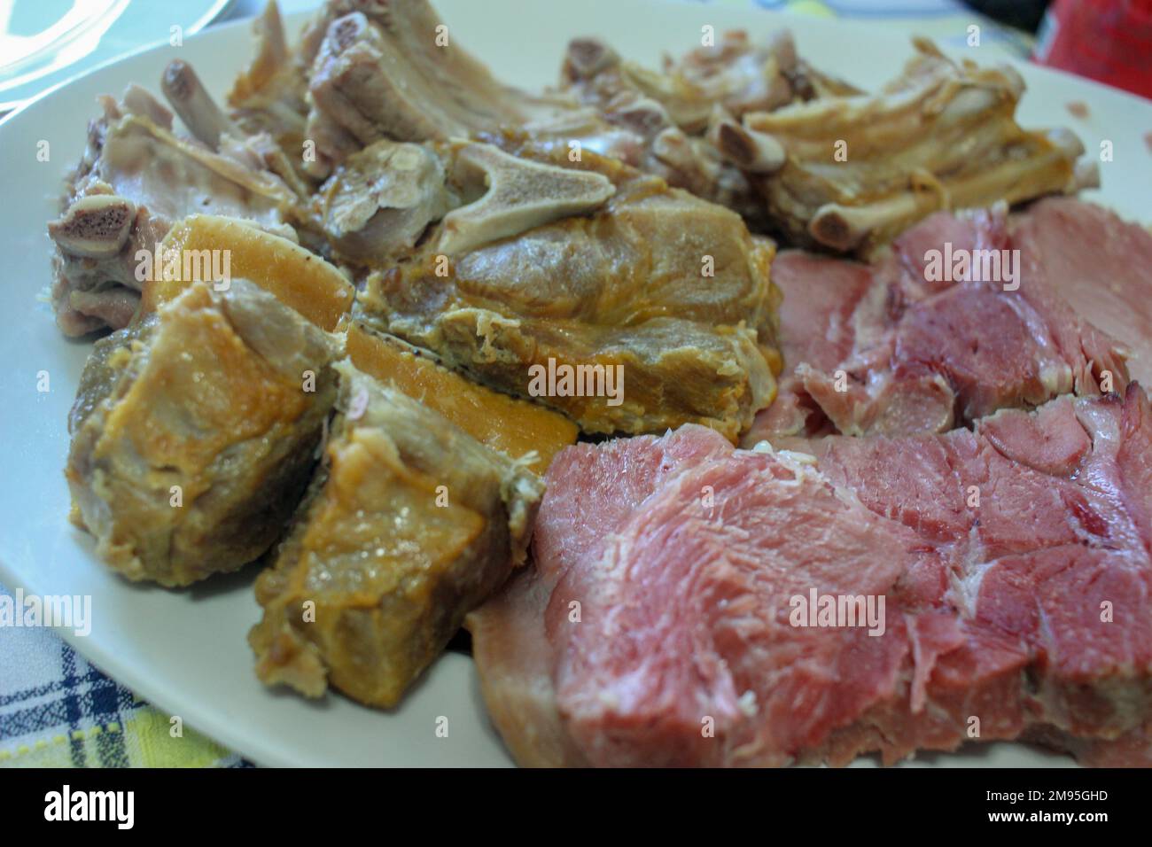 delicious cooked pork legs and marrow typical dish in Spain Stock Photo ...