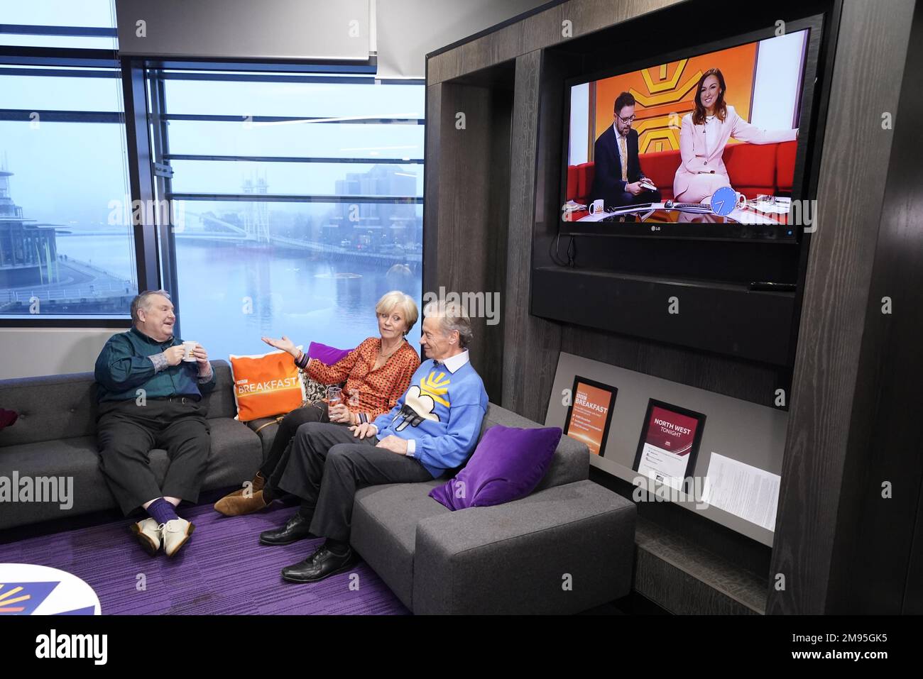 (left to right) Astrologer Russell Grant, former presenter Debbie Rix ...