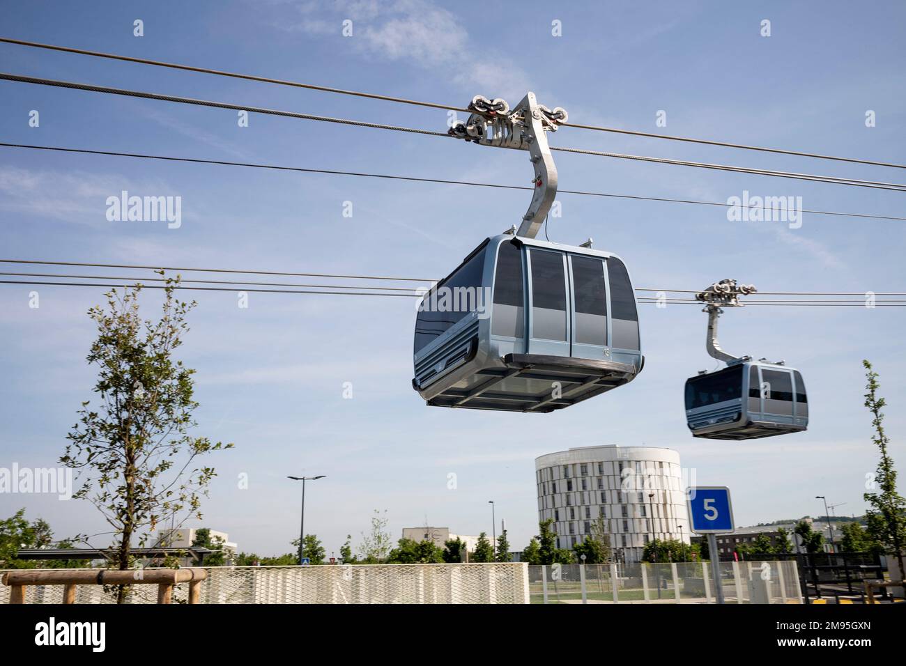 Toulouse (south of France): urban cable car Teleo at Oncopole station ...