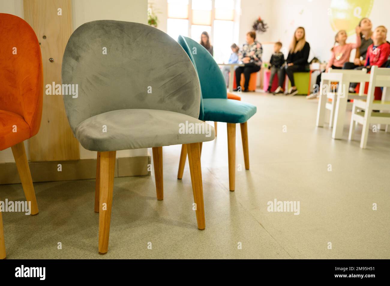 The interior of a primary school, a preschool with furniture and basic ...