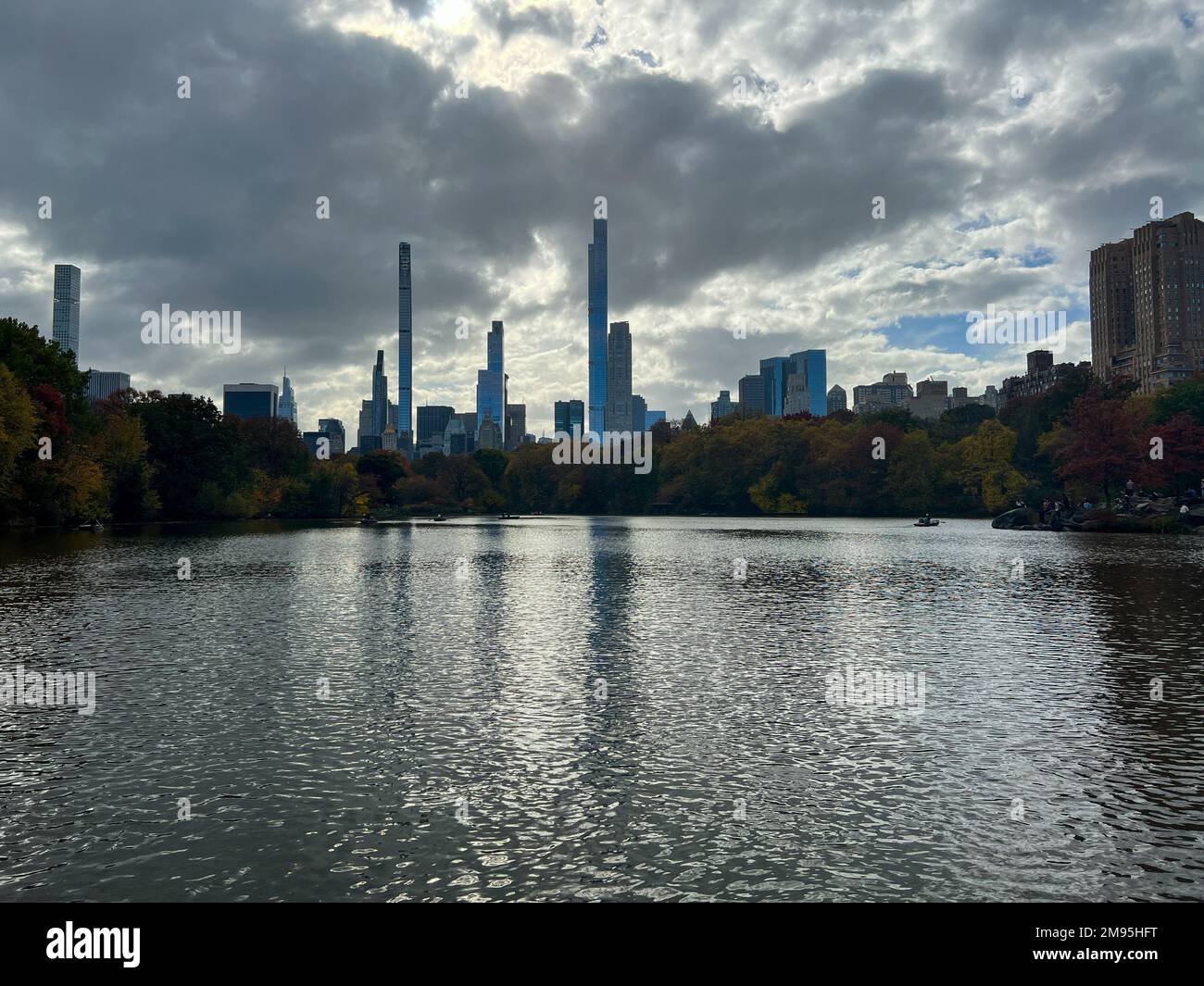 A beautiful scenery of New York buildings with a cloudy sky in the ...
