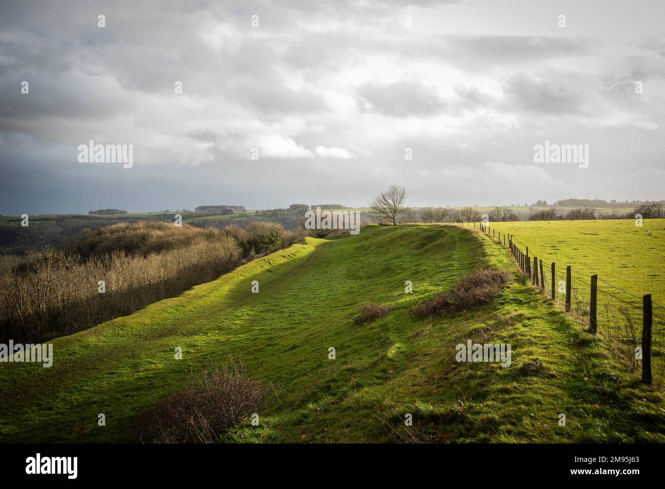 Uley Iron Age hill fort near the village of Uley in the Gloucestershire ...