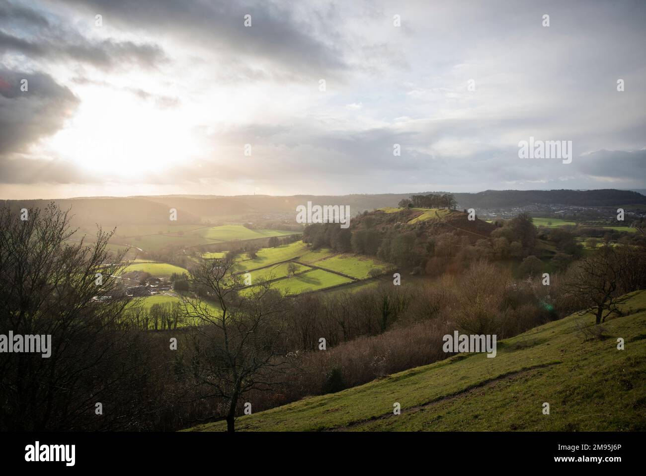 Uley Iron Age hill fort near the village of Uley in the Gloucestershire ...
