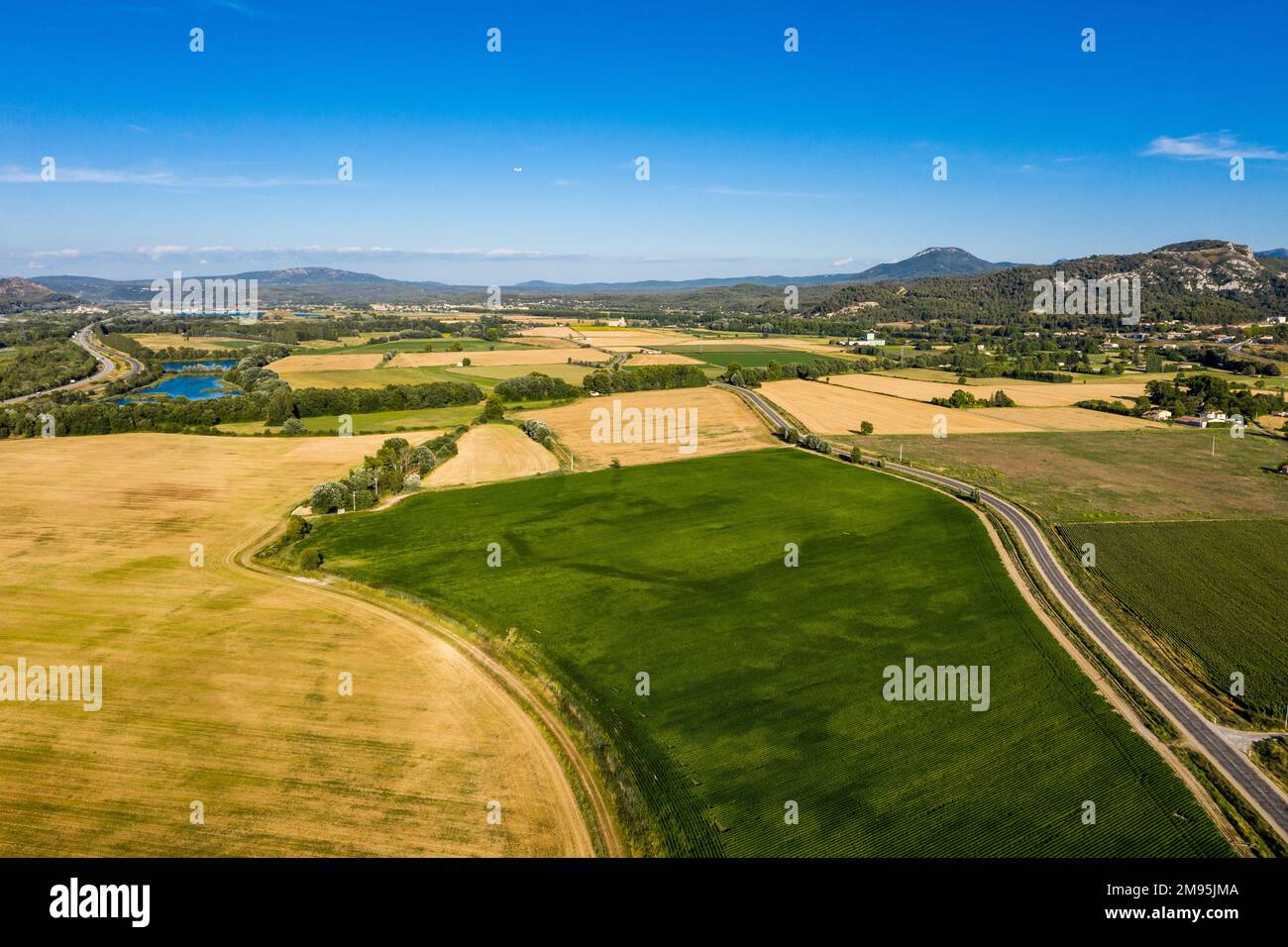 Meyrargues (south-eastern France): aerial view of cultivated fields ...