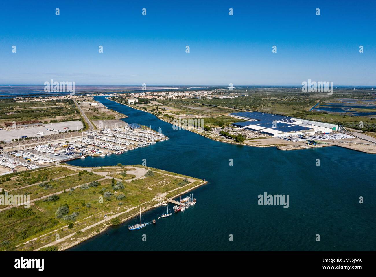 Port-Saint-Louis-du-Rhone (south-eastern France): aerial view of the ...