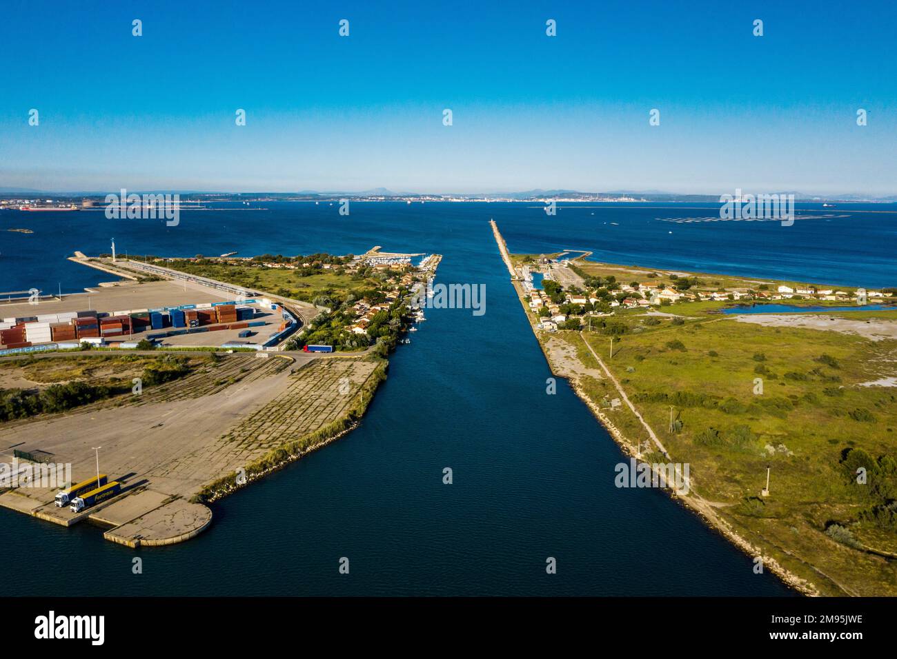 Port-Saint-Louis-du-Rhone (south-eastern France): aerial view of the ...