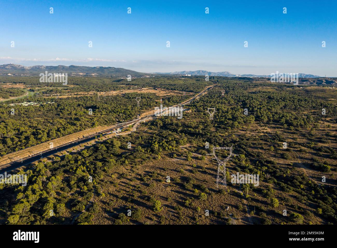 Plateau of Arbois (south-eastern France): aerial view near the station ...