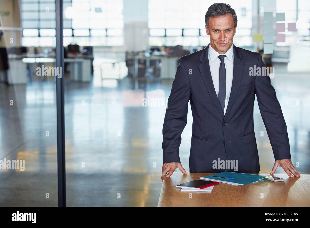 Portrait, leadership and business man in office ready for targets or ...