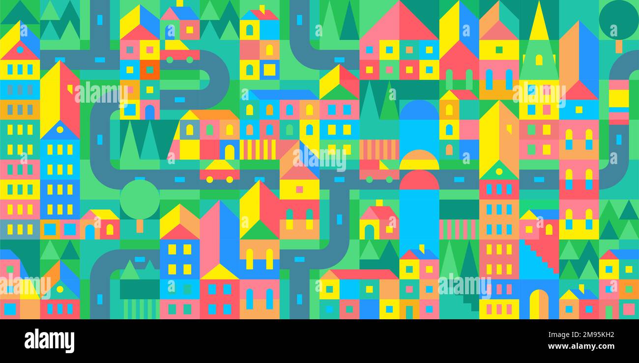 Cartoon Trendy Seamless Abstract Urban Vector Bauhaus Swiss Geometric ...