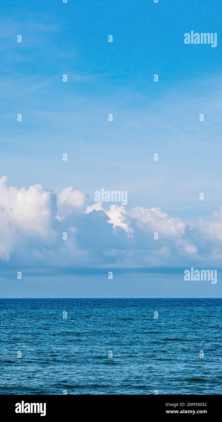 BANNER, VERTICAL STORY Atmosphere panorama white cloud clear blue sky ...