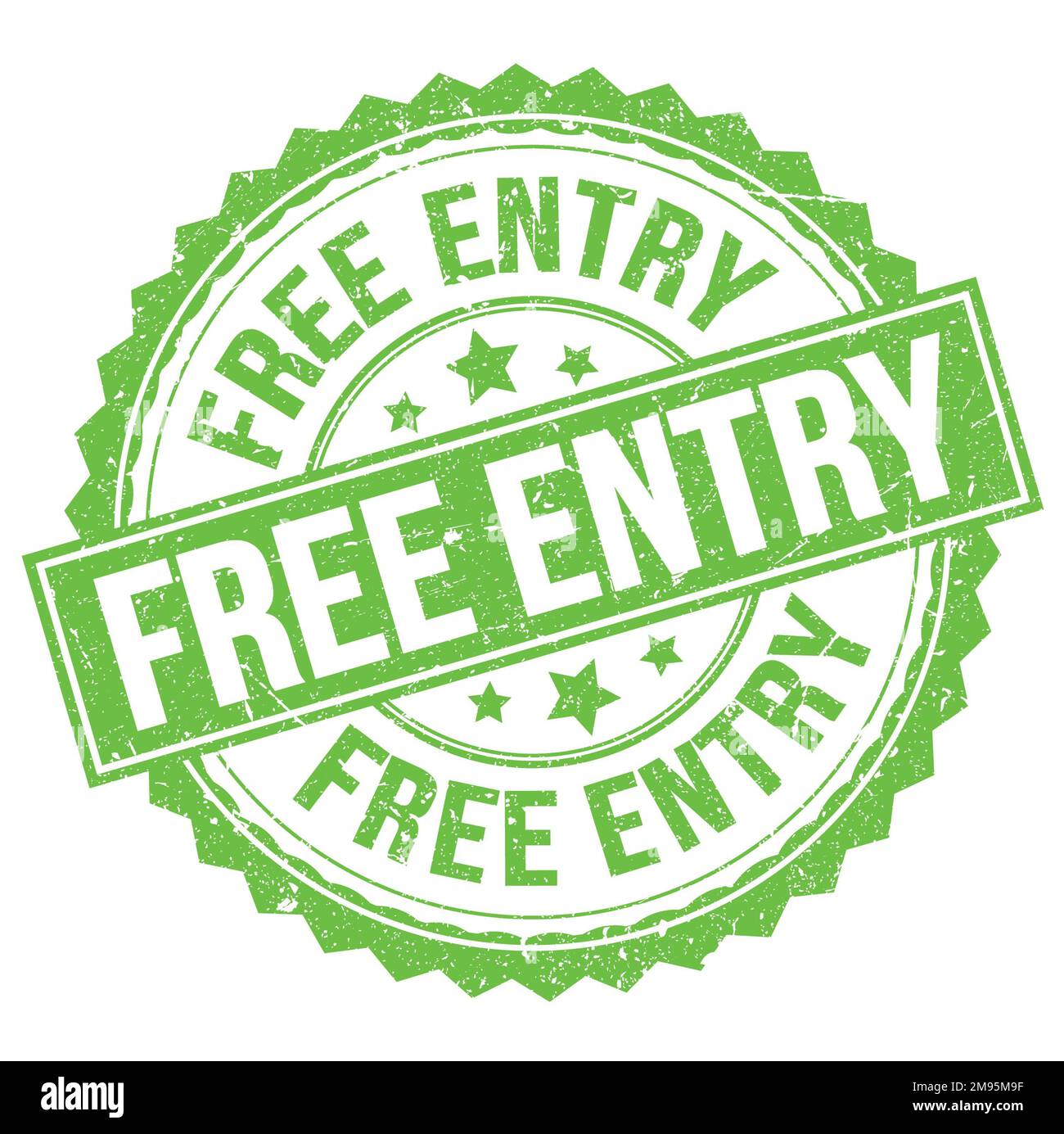 FREE ENTRY text written on green round stamp sign Stock Photo - Alamy