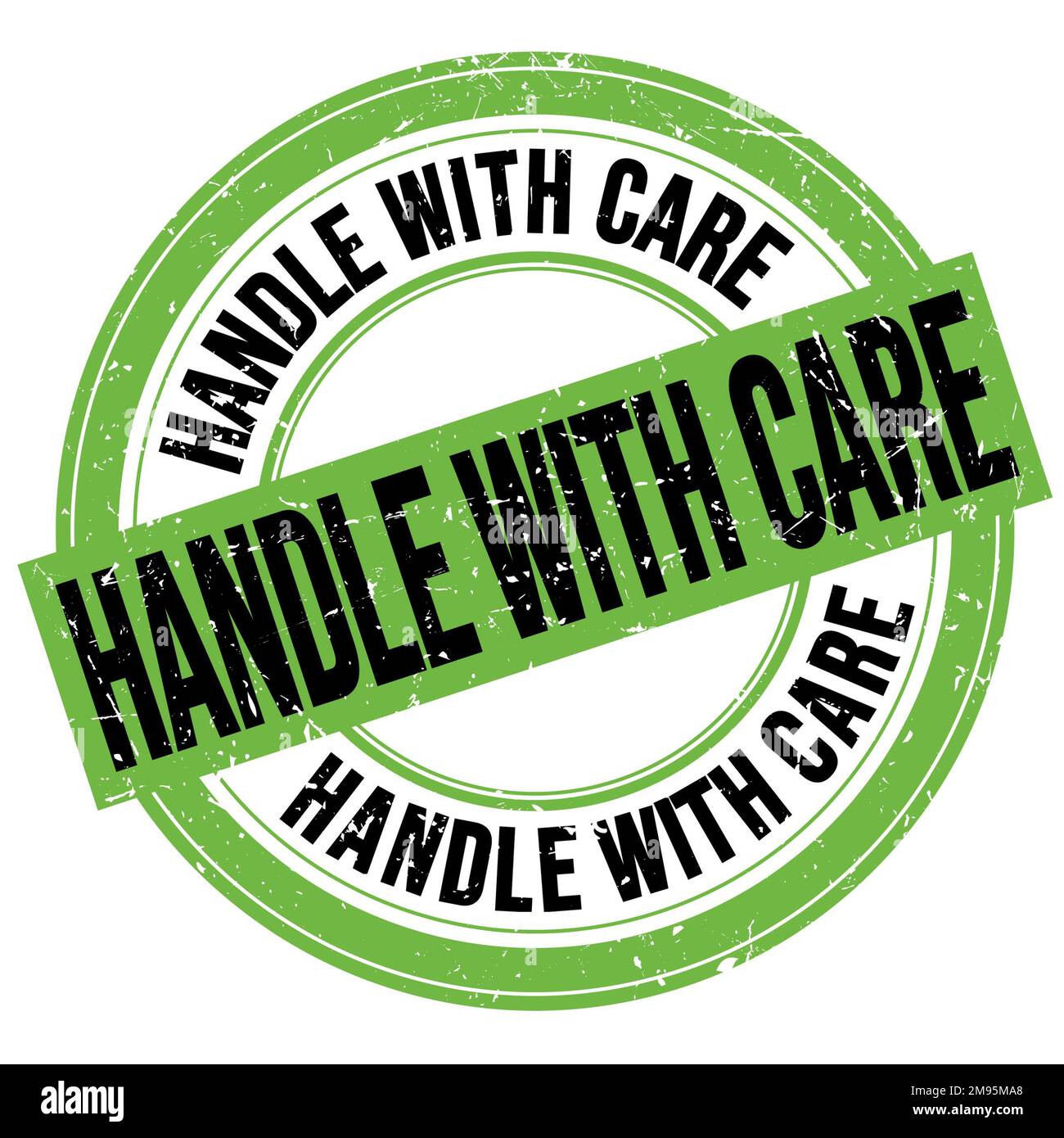 HANDLE WITH CARE text written on green-black round grungy stamp sign ...