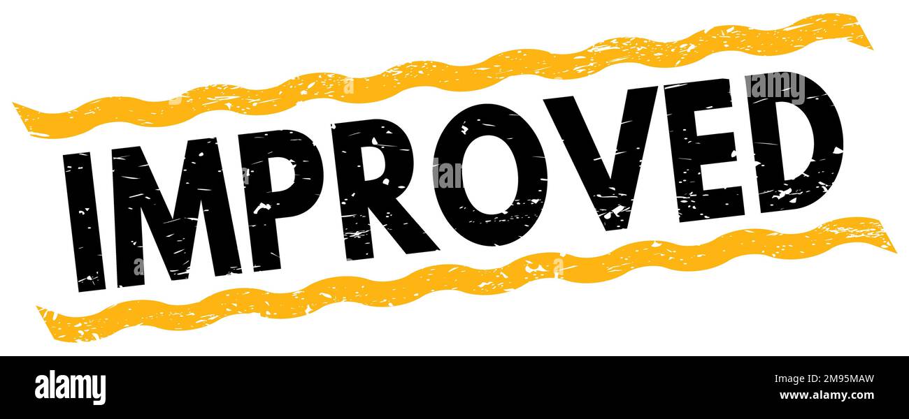 IMPROVED text written on yellow-black lines stamp sign Stock Photo - Alamy