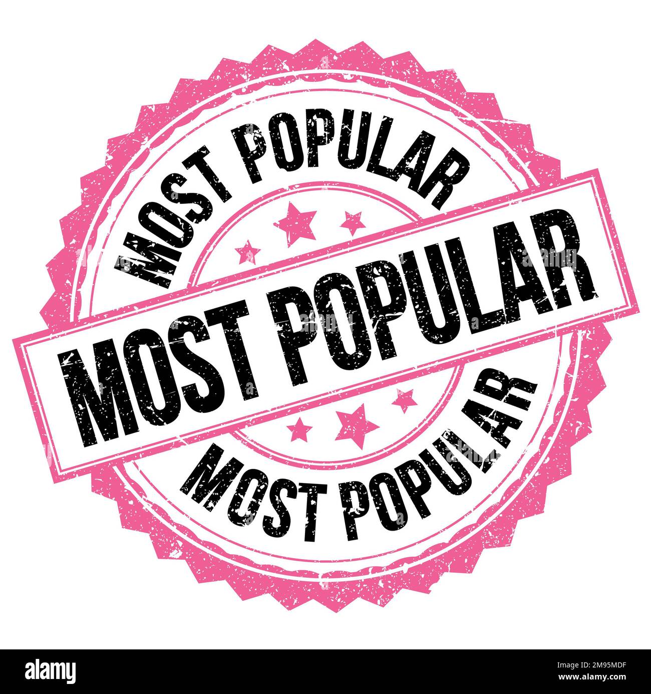 MOST POPULAR text written on pink-black round stamp sign Stock Photo ...