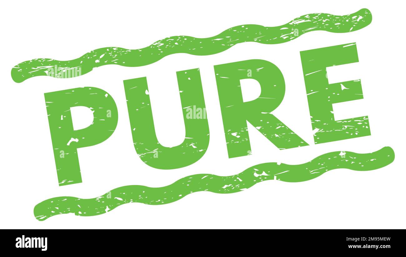 PURE text written on green lines stamp sign Stock Photo - Alamy