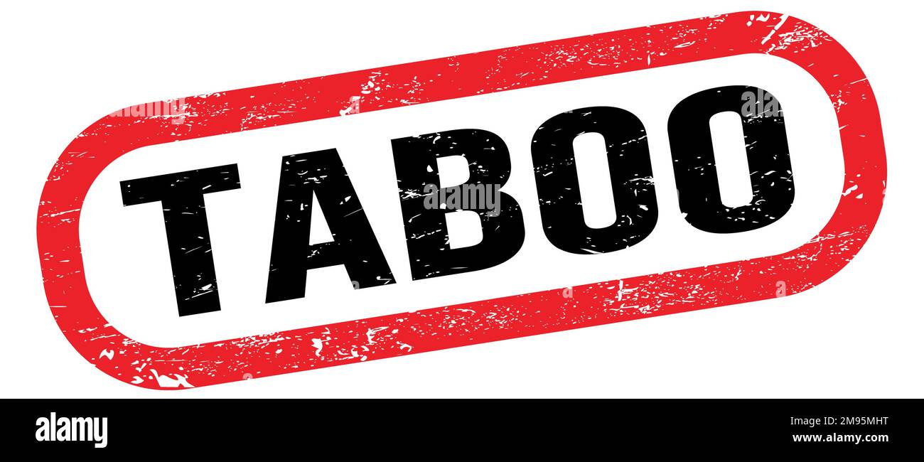 TABOO, text on red-black rectangle stamp sign Stock Photo - Alamy
