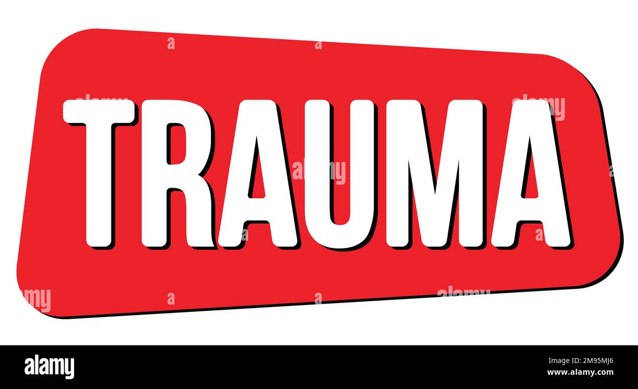 TRAUMA text written on red trapeze stamp sign Stock Photo - Alamy