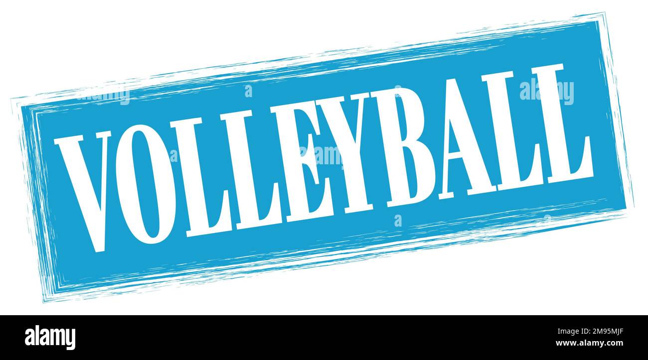 VOLLEYBALL text written on blue rectangle stamp sign Stock Photo - Alamy