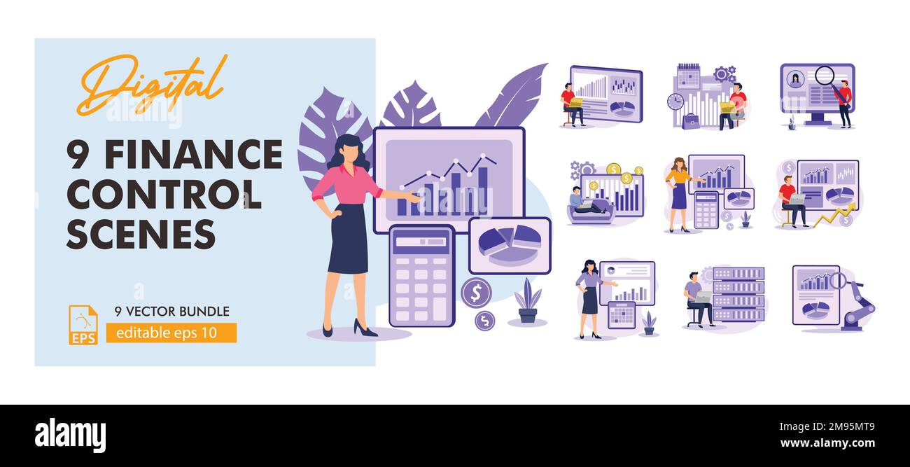 Stock market, finance, capital investment concept Illustration set ...