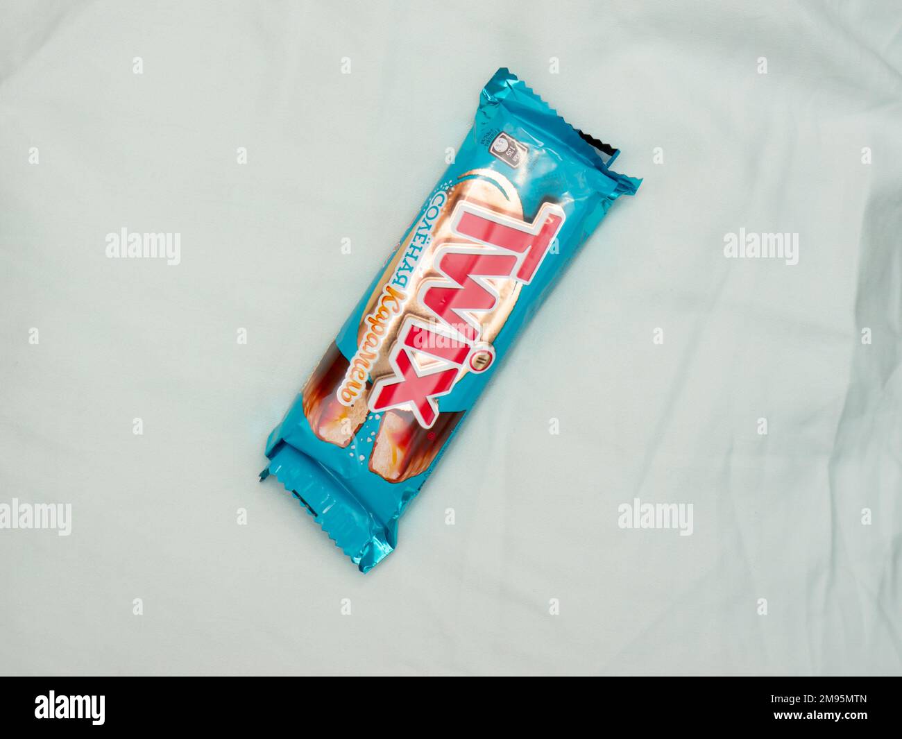 Twix minis cookie bars on blue background.Twix is a chocolate bar made ...