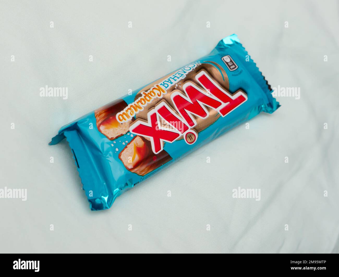 Twix minis cookie bars on blue background.Twix is a chocolate bar made ...