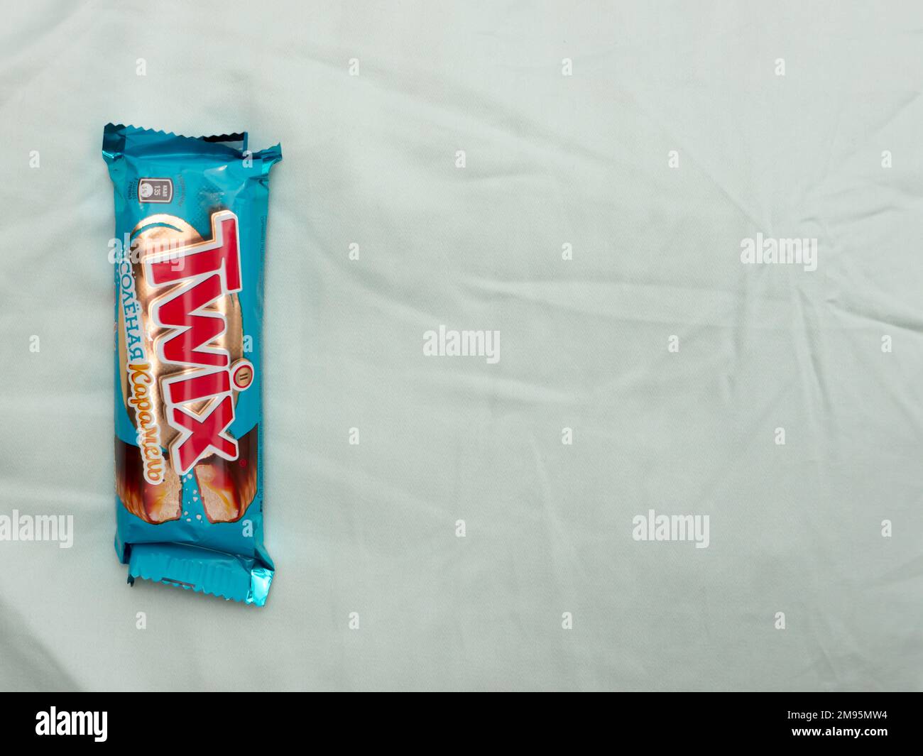 Twix minis cookie bars on blue background.Twix is a chocolate bar made ...