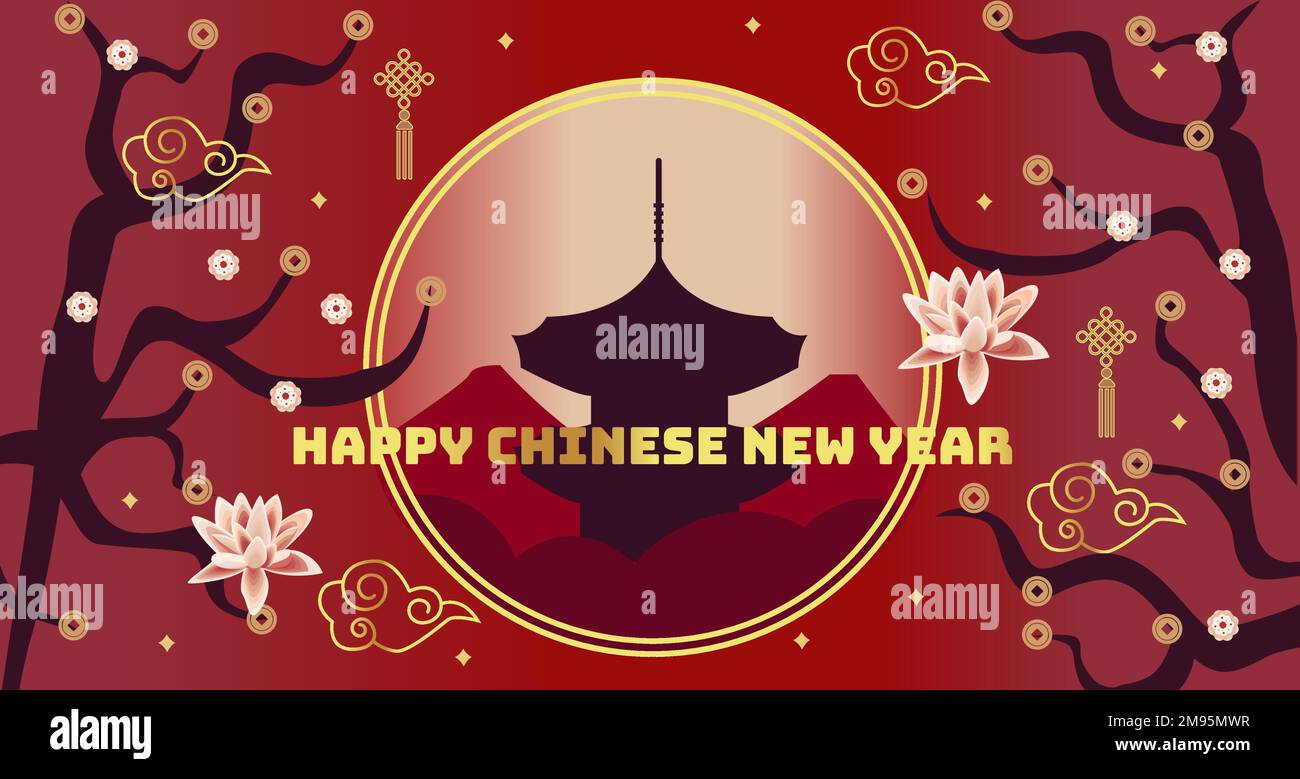 Happy chinese new year.vector illustration.Tradition retro illustration ...