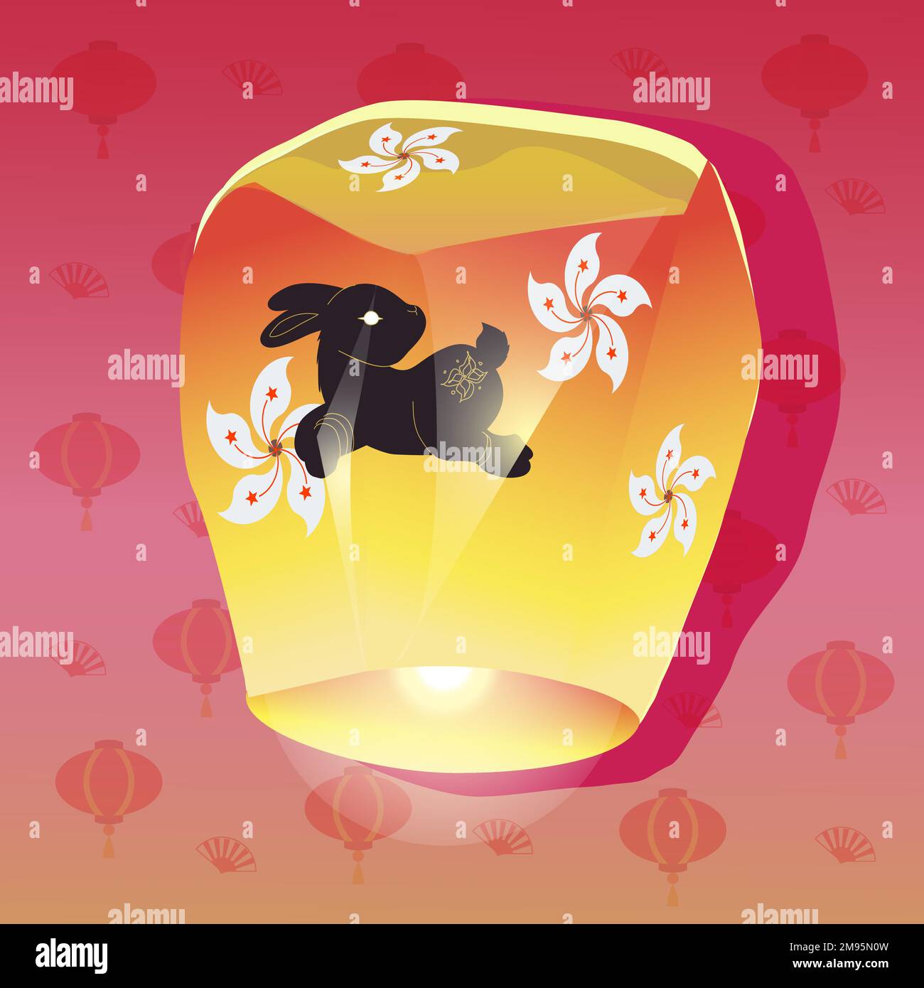 Chinese lantern with rabbit, vector background design. Chinese New Year ...