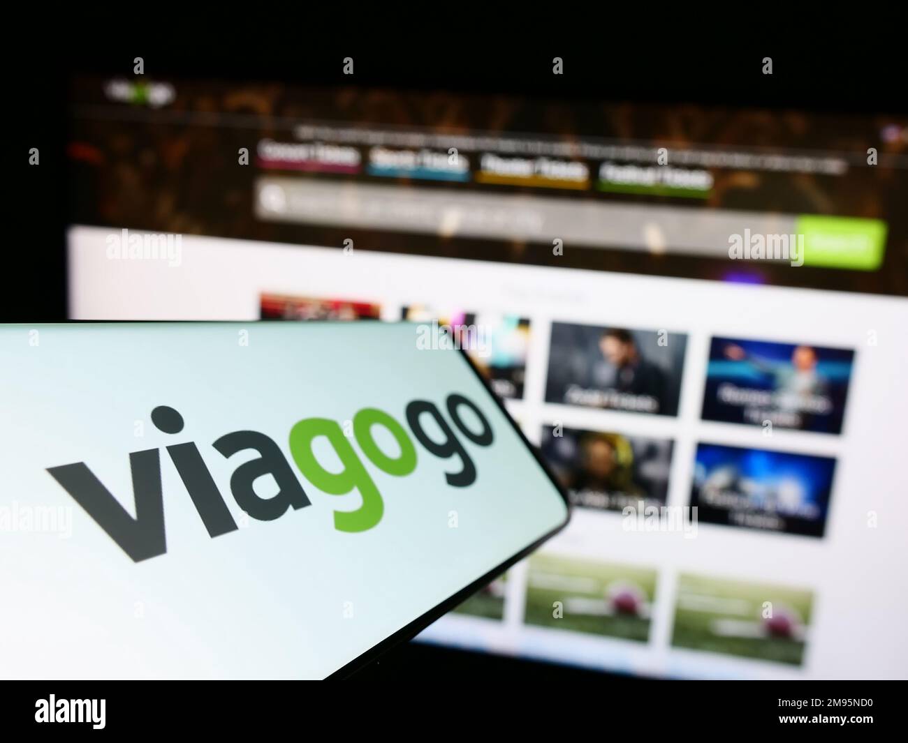 Mobile phone with logo of Aemrican ticket exchange platform company ...