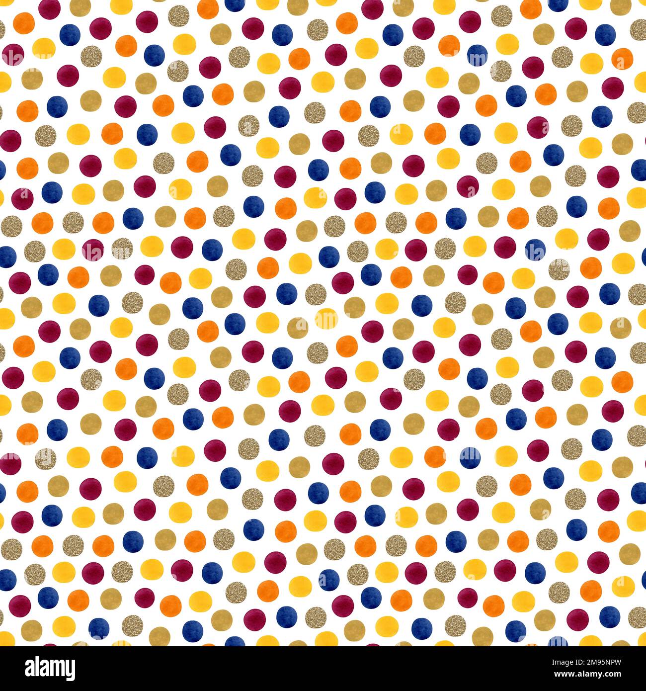 Colorful watercolor confetti seamless pattern on white. Hand drawn ...