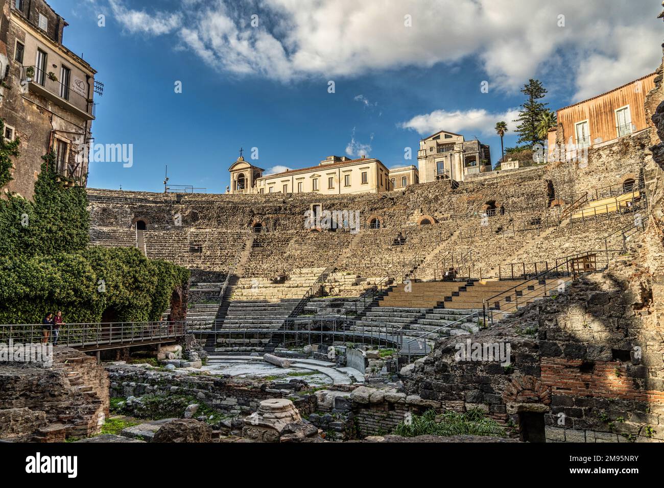 Ruins of the Ancient Greek-Roman Theater of Catania. The eighteenth ...