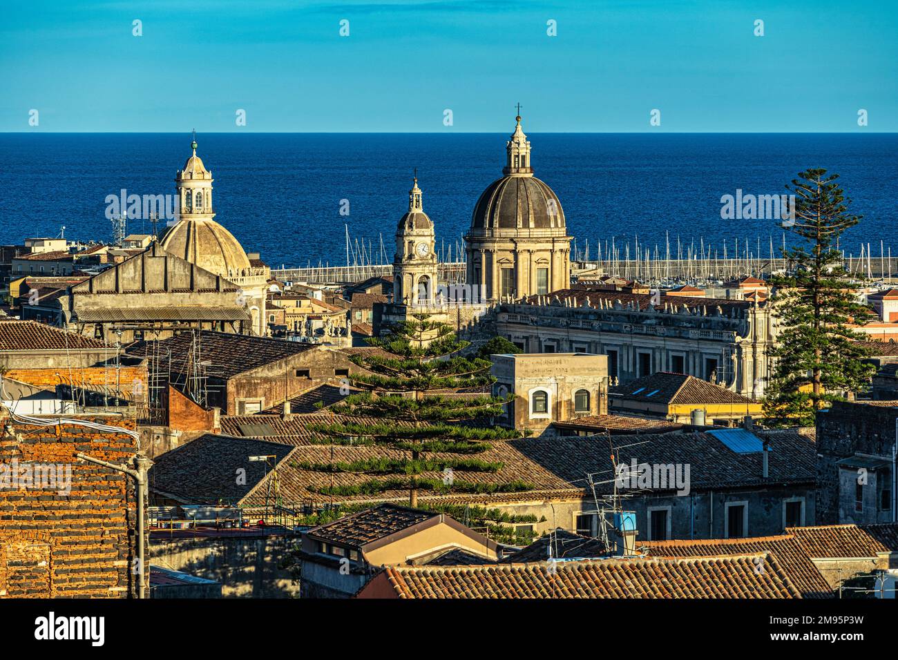Aerial view of the roofs, domes and bell tower of the Cathedral ...