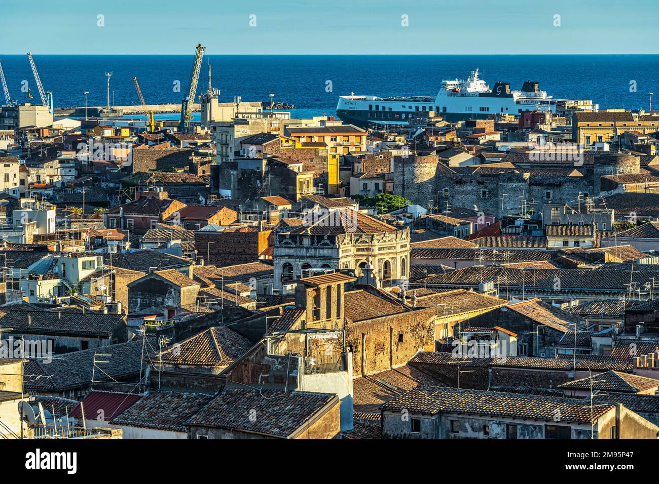 Aerial view of the city of Catania and its commercial port. Catania ...