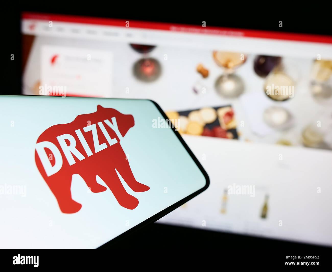 Mobile phone with logo of American alcohol delivery company Drizly LLC ...