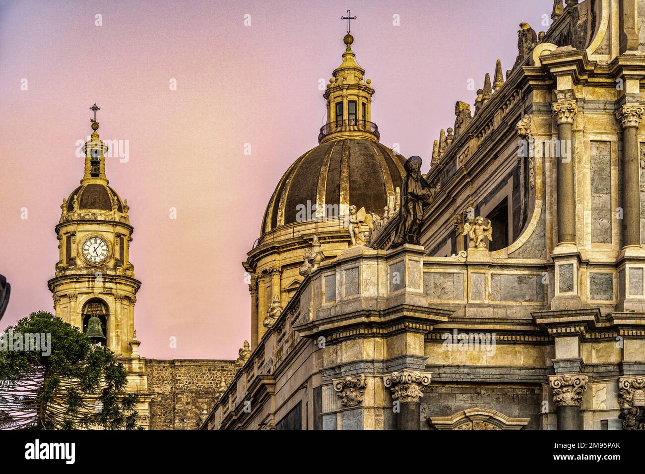The dome and bell tower of the Cathedral Basilica of Sant'Agata ...