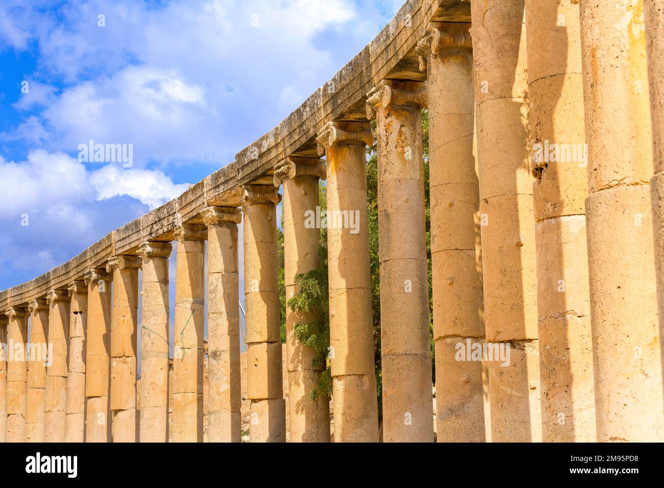 Jerash, Jordan. Square with row of Corinthian columns of Oval Forum ...