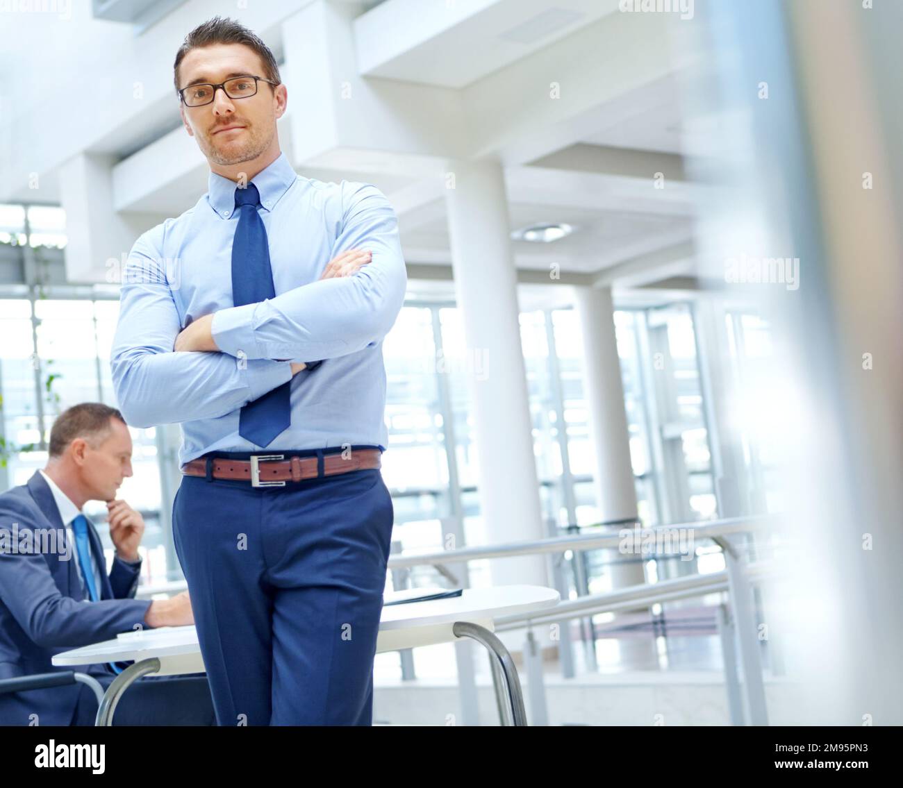 Portrait, ceo and expert with a business man in his office standing ...