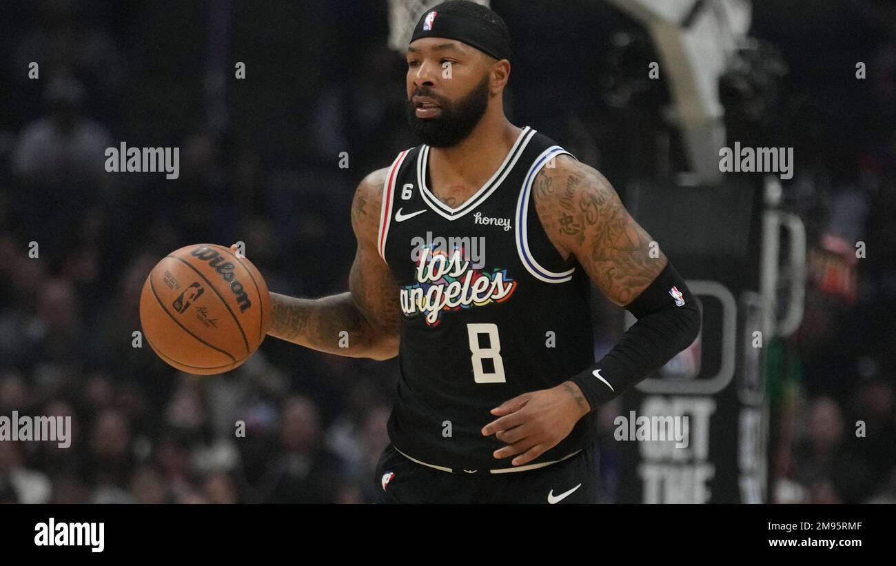 Los Angeles Clippers forward Marcus Morris Sr. dribbles during an NBA ...