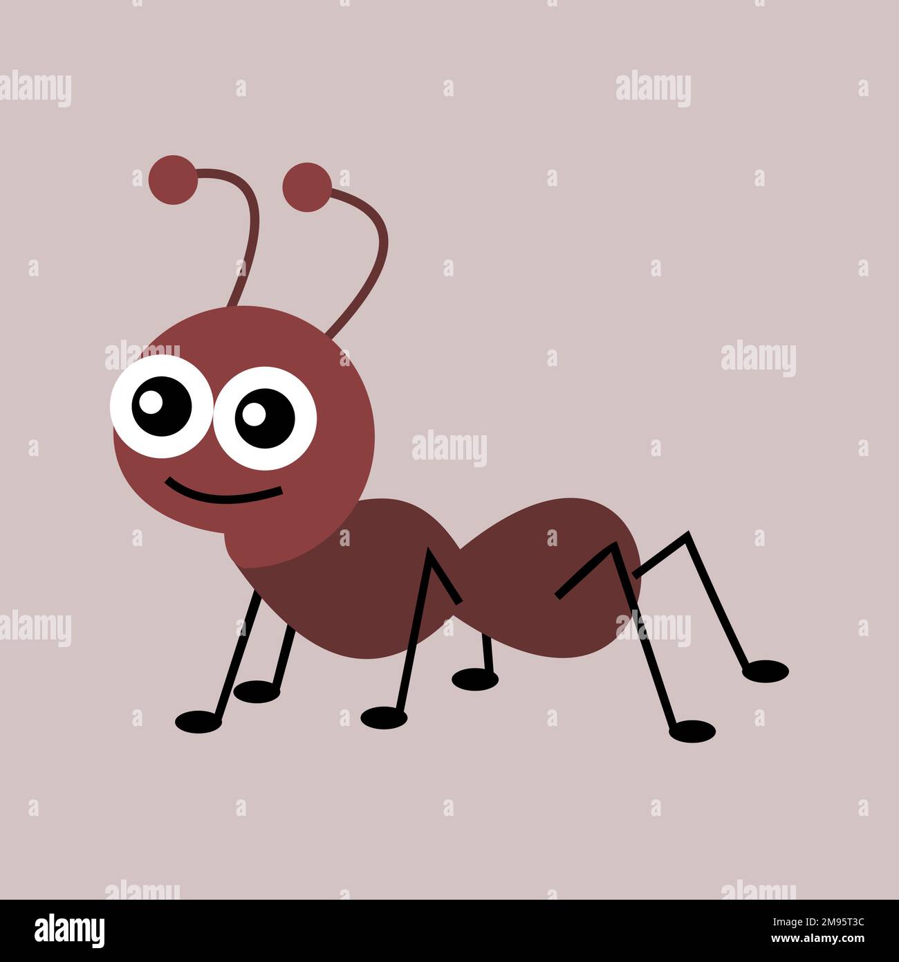 A vector of a cute ant isolated on a purple background Stock Vector ...