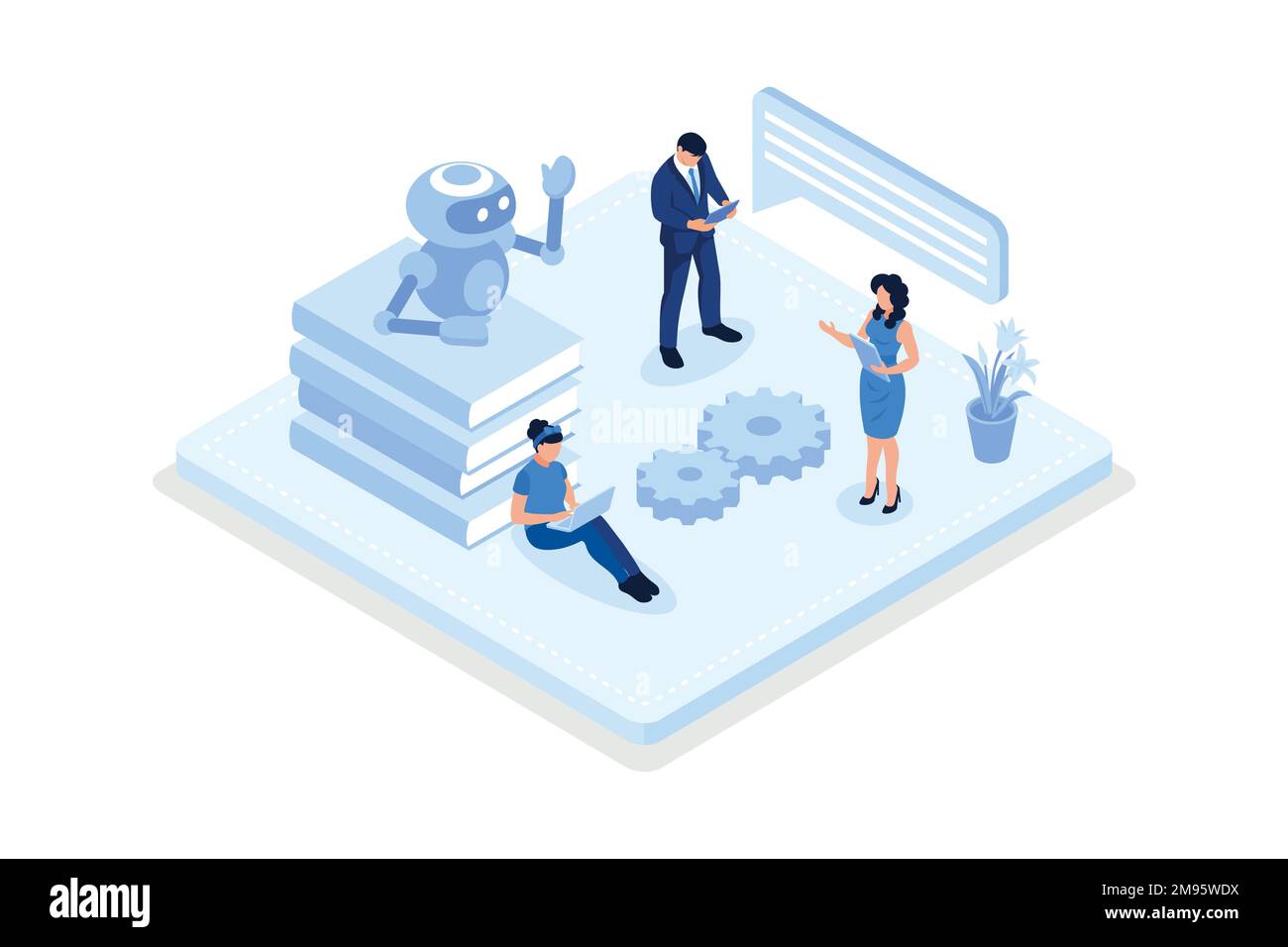 Customers having dialog with chatbot on smartphones, AI assistant ...