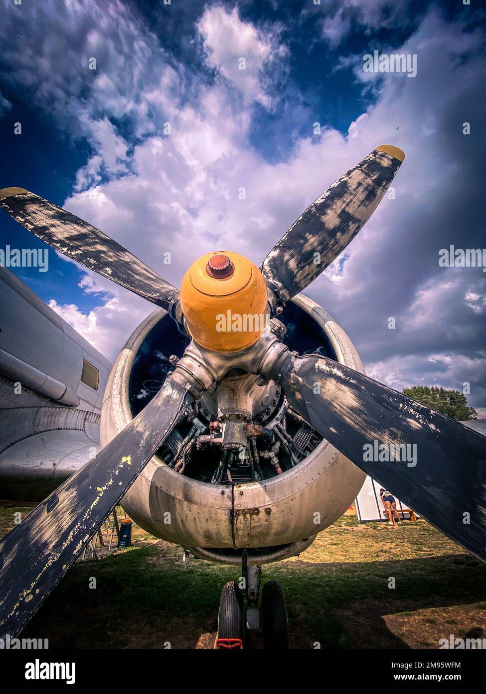 A vertical shot of an old airplane engine Stock Photo - Alamy