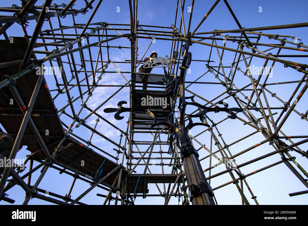 UTRECHT - The wind vane with Sint Maarten, the patron saint of Utrecht ...
