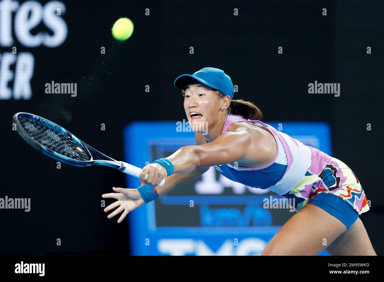 Melbourne, Australia. 17th. Jan., 2023. Chinese tennis player Xiyu Wang ...